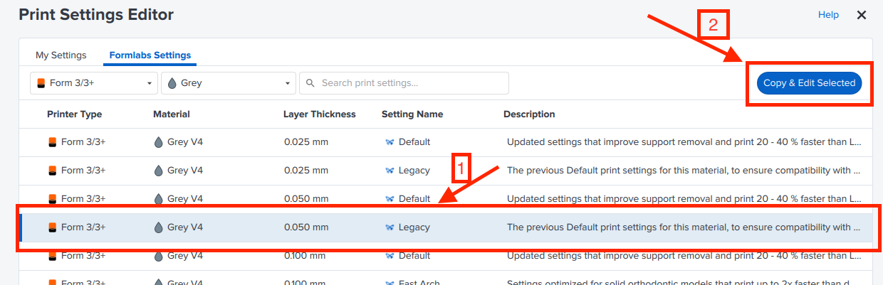 Open Material Modeを使って造形する（SLA）